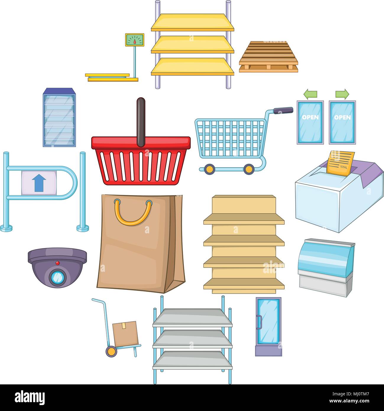 Supermarket icons set, cartoon style Stock Vector Image & Art - Alamy