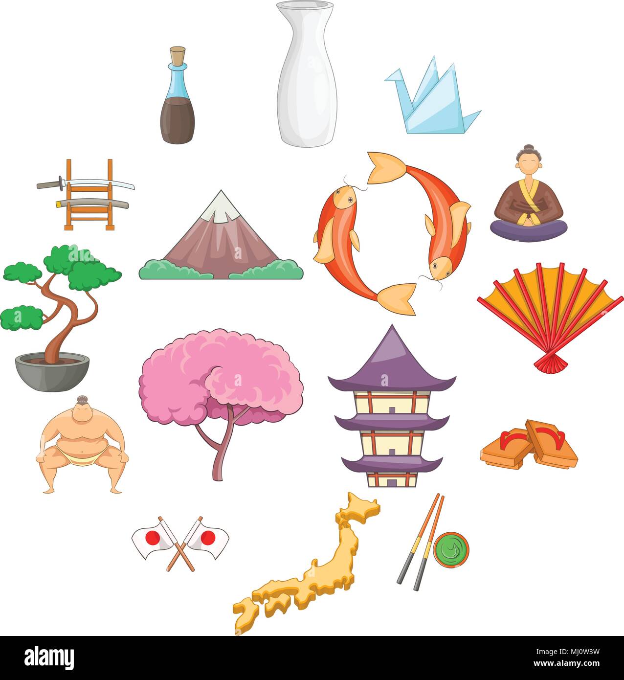 Japan icons set, cartoon style Stock Vector Image & Art - Alamy