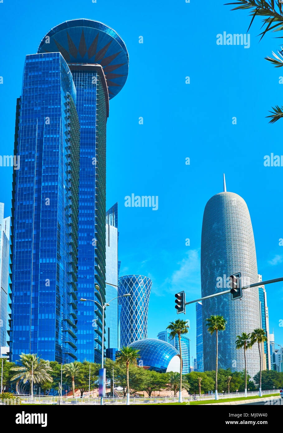 West Bay of Doha is famous for its modern quickly developed business ...