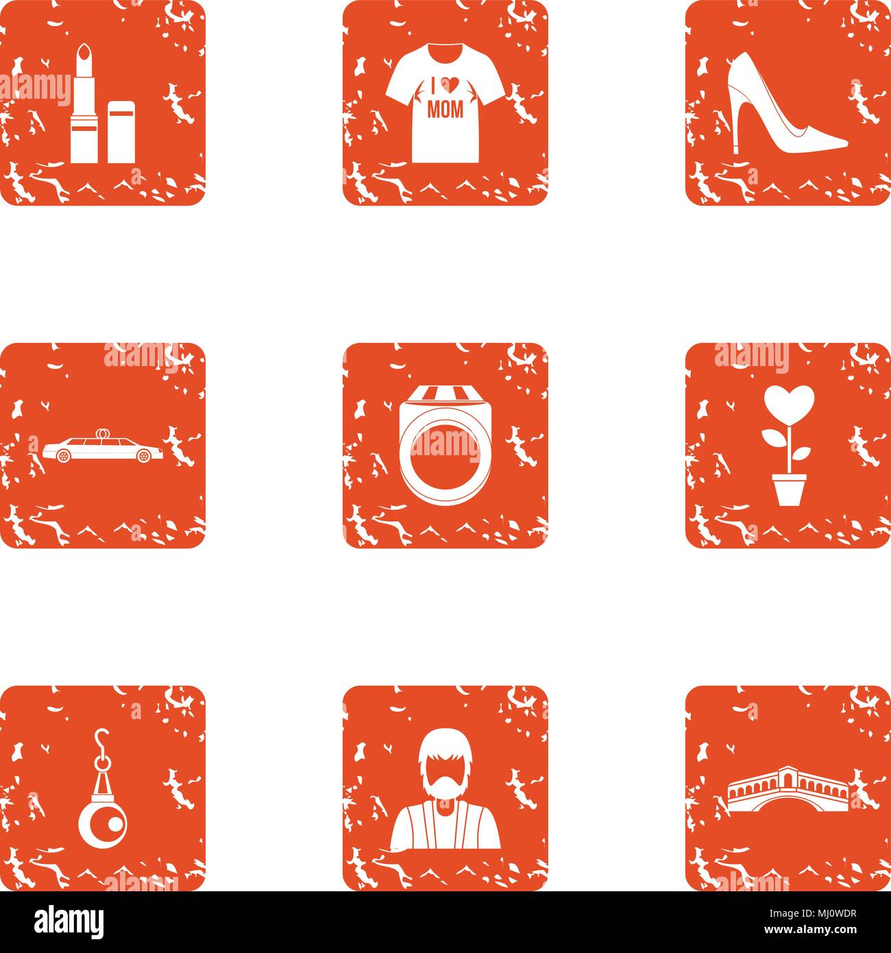 Fatal lady icons set, grunge style Stock Vector Image & Art - Alamy