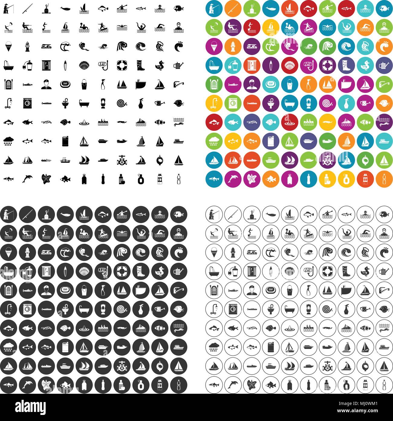 100 water icons set vector variant Stock Vector Image & Art - Alamy