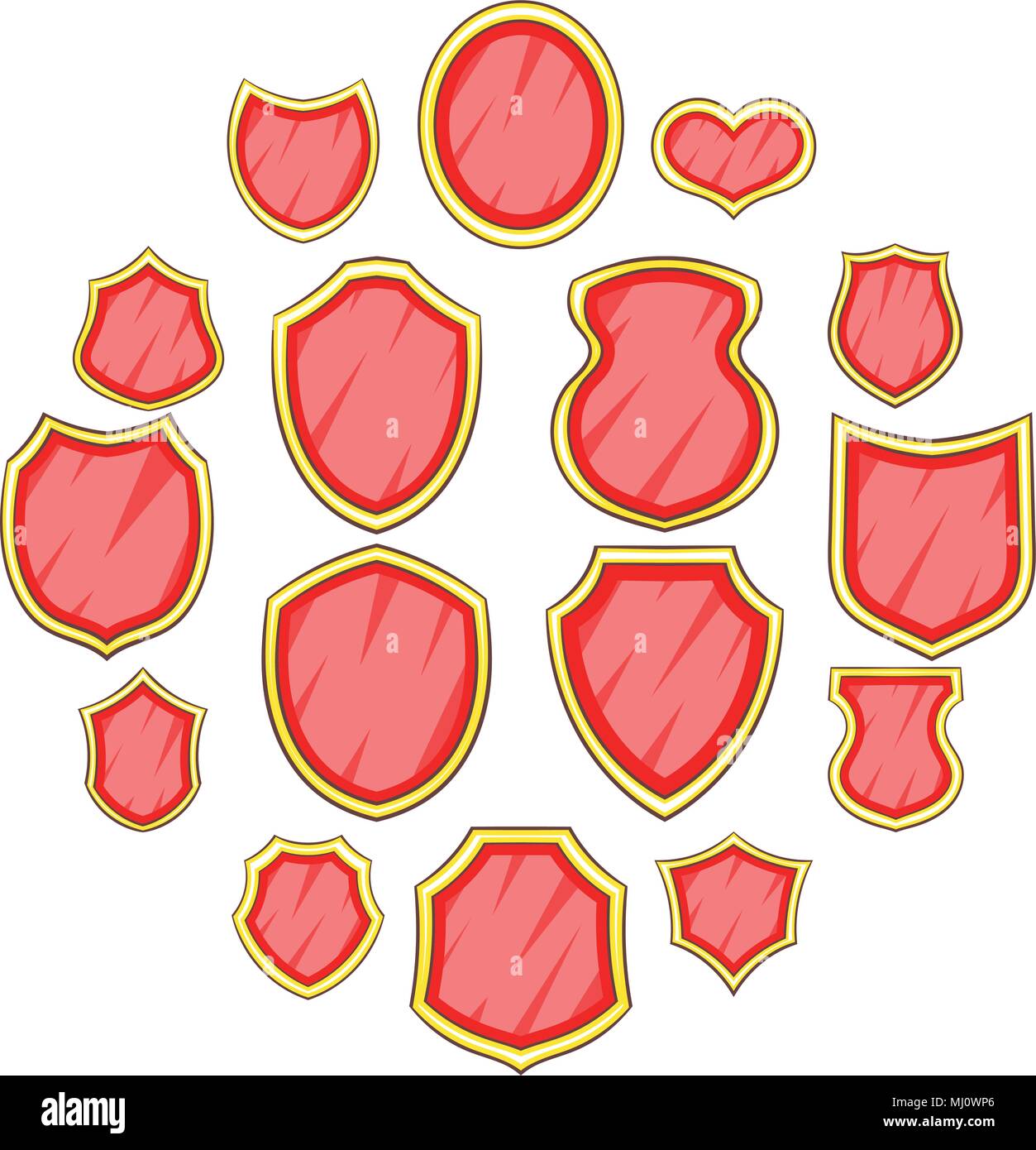Shield icons set cartoon hi-res stock photography and images - Alamy