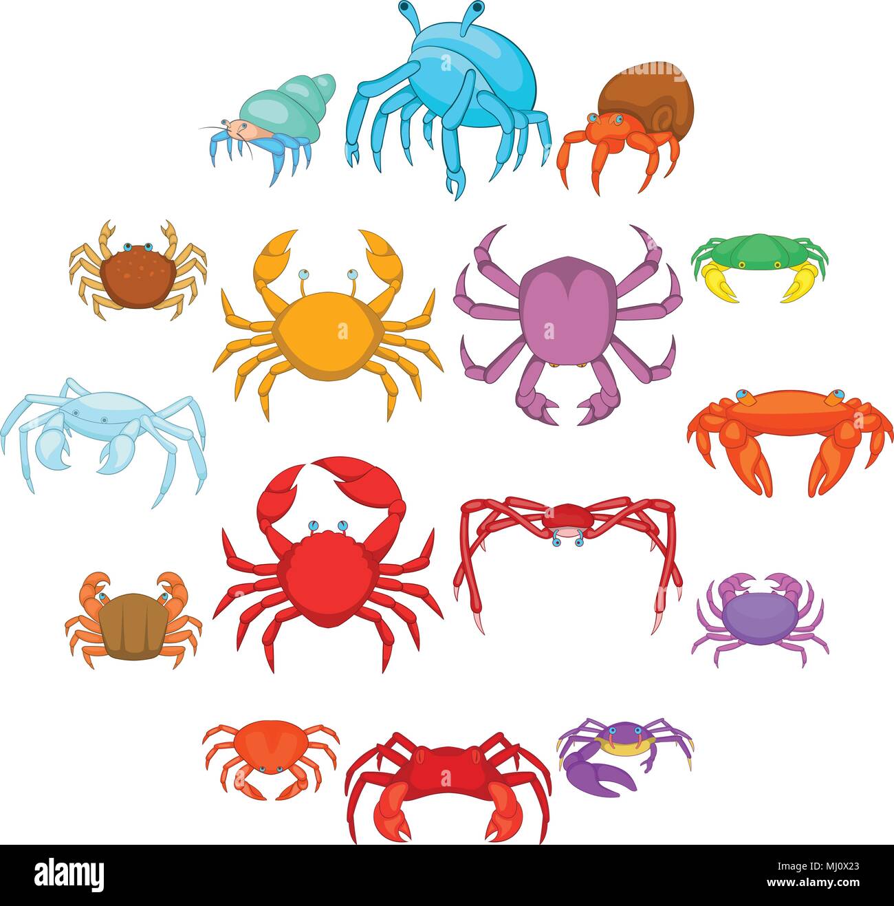 Colorful crab icons set, cartoon style Stock Vector Image & Art - Alamy