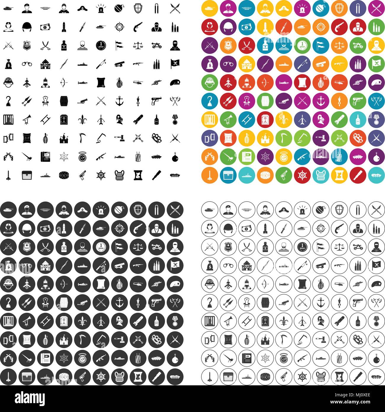 100 weapons icons set vector variant Stock Vector Image & Art - Alamy