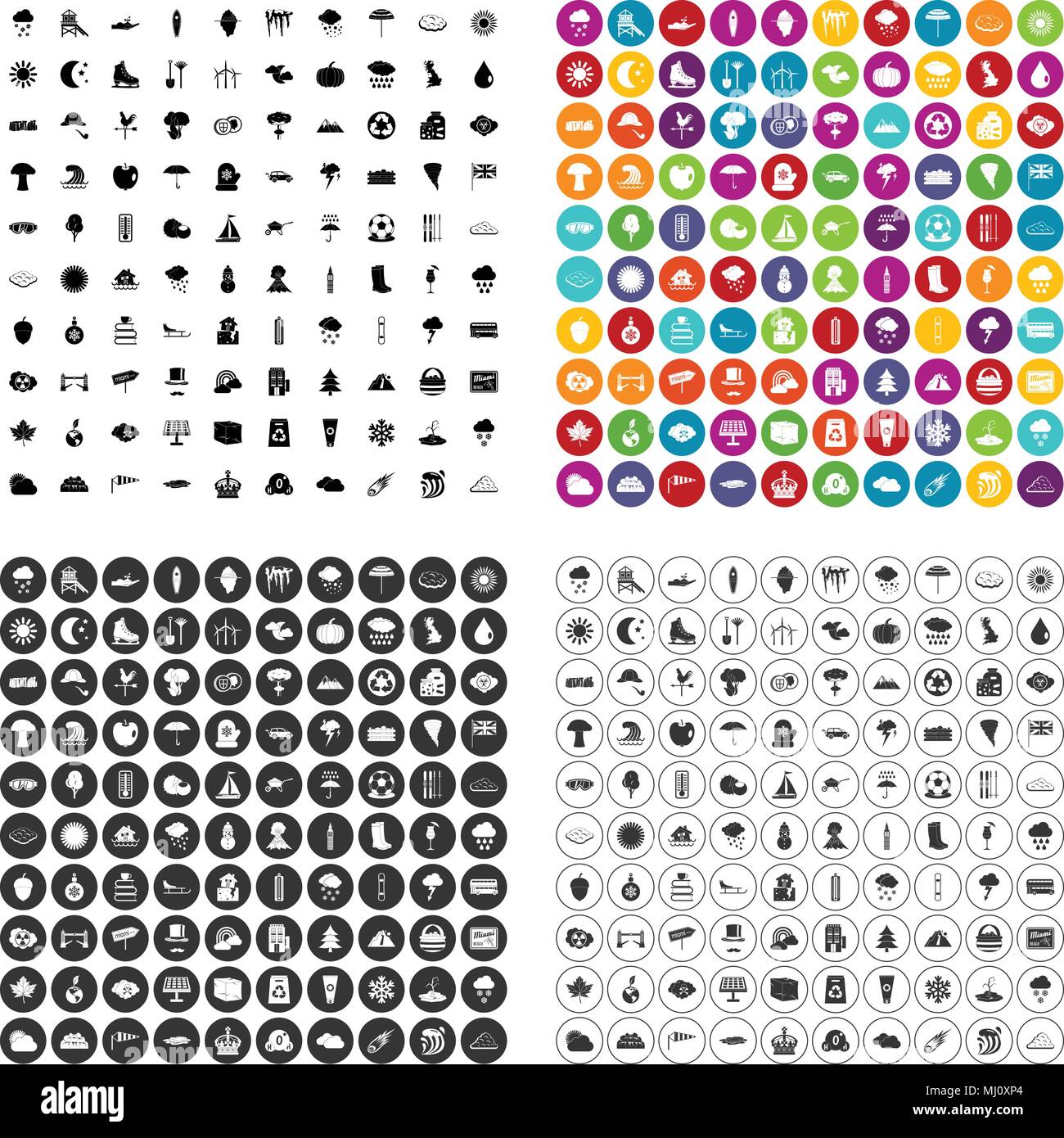 100 weather condition icons set vector variant Stock Vector Image & Art ...