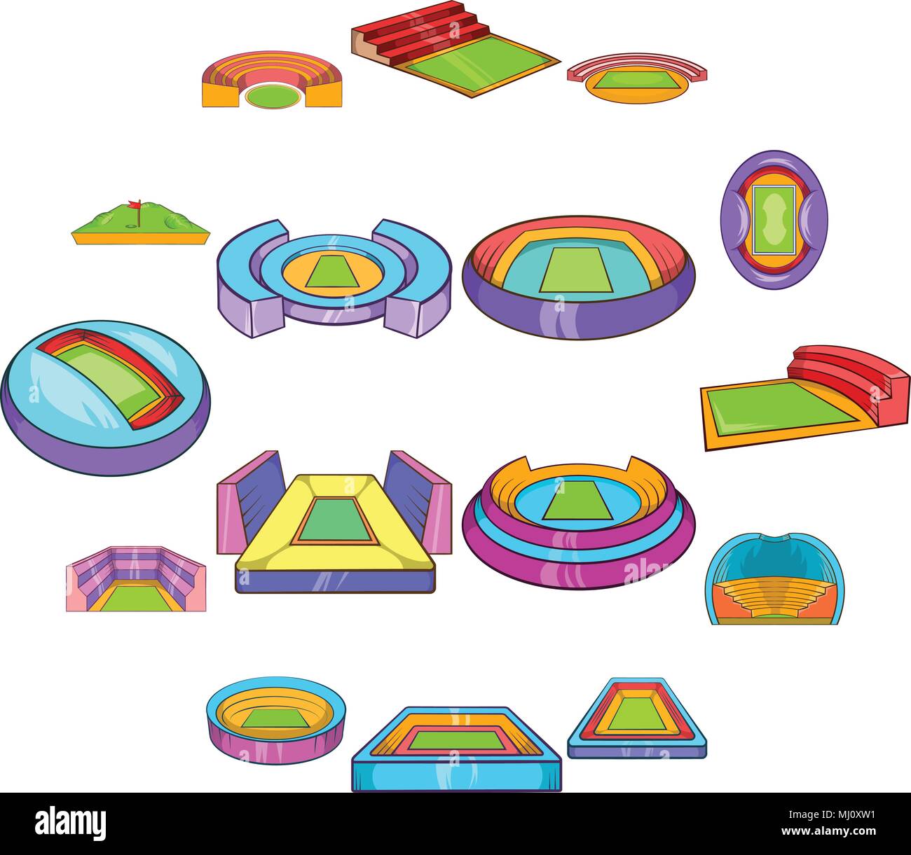 Stadium icons set, cartoon style Stock Vector Image & Art - Alamy