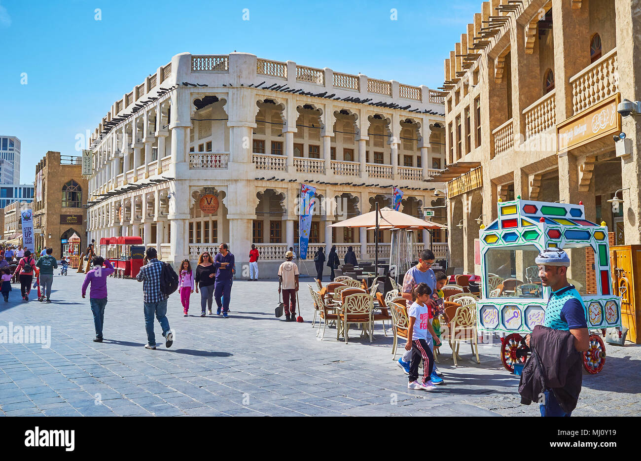 DOHA, QATAR - FEBRUARY 13, 2018: Historical Souq Waqif is perfect place ...