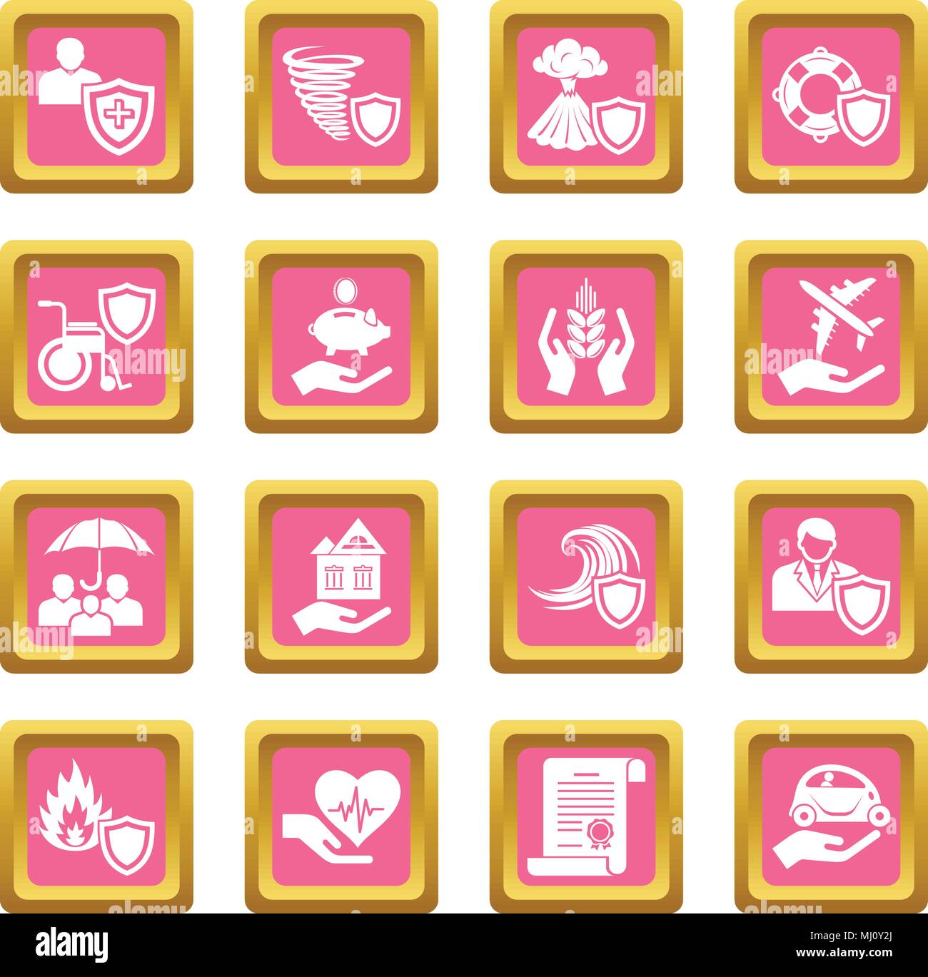 Insurance icons set pink square vector Stock Vector Image & Art - Alamy