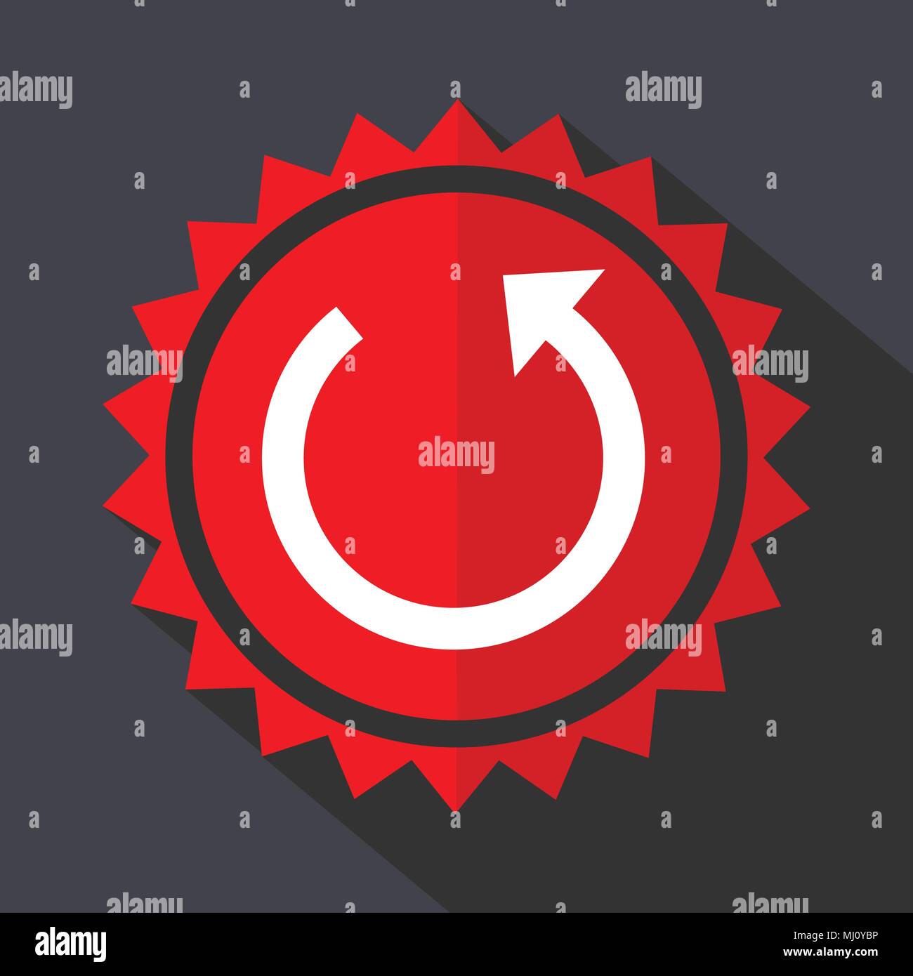 Rotate red sticker flat design vector icon Stock Vector Image & Art - Alamy