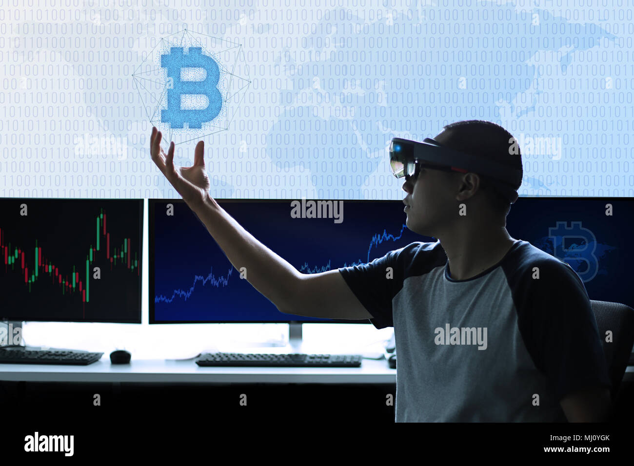 Playing magic | Virtual reality with hololens in the lab Stock Photo ...