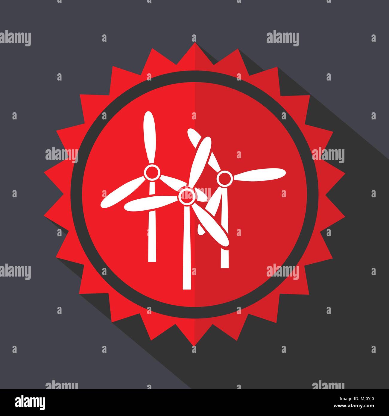 Windmill red sticker flat design vector icon Stock Vector Image & Art ...