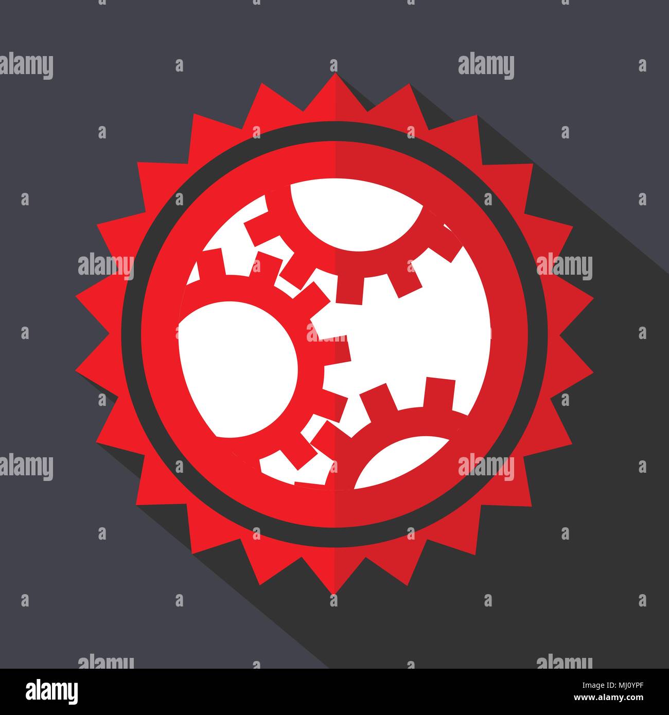 Gear red sticker flat design vector icon Stock Vector Image & Art - Alamy