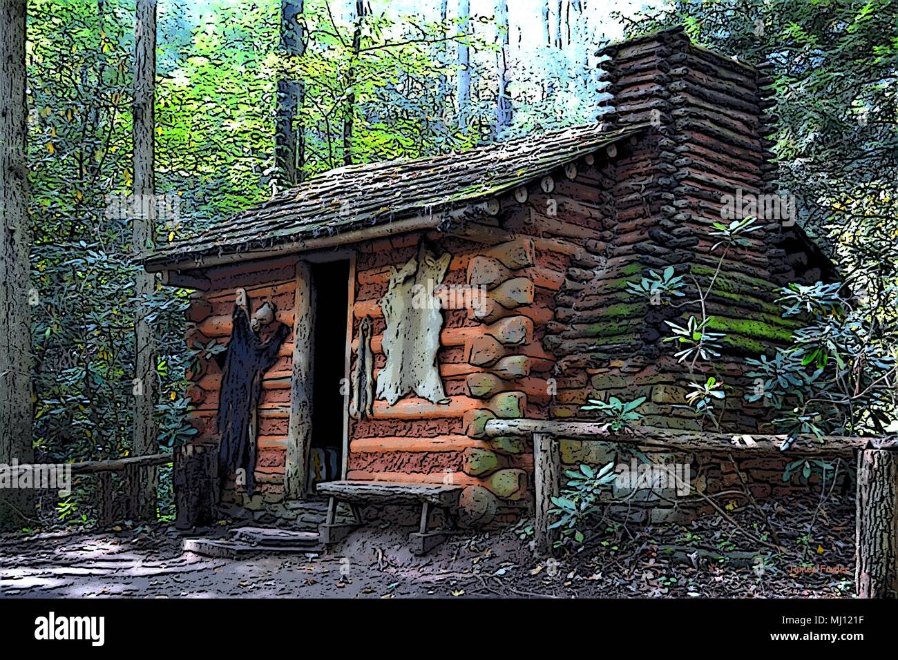 Log cabin in the Appalachian Mountains, USA Stock Photo - Alamy