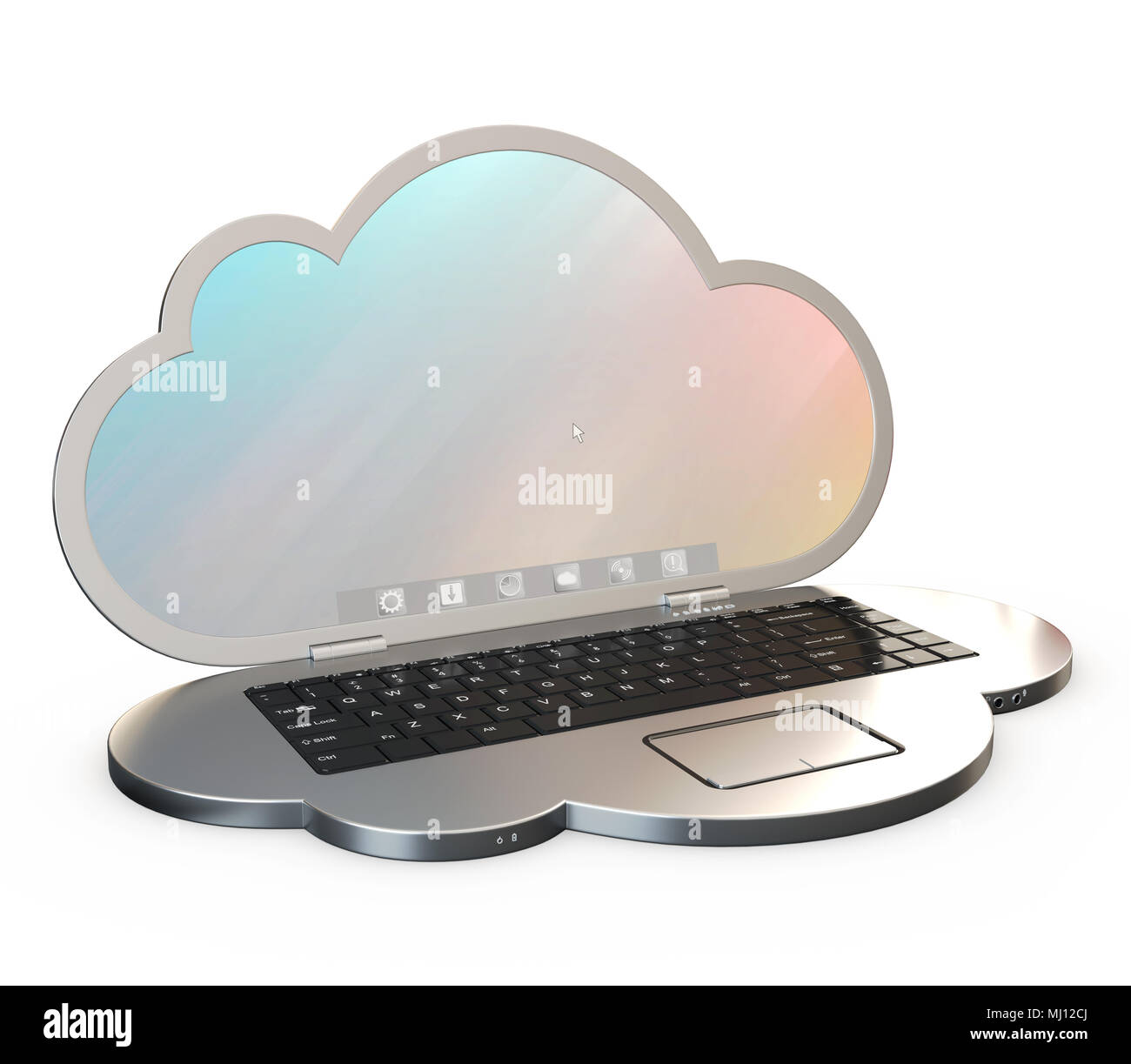 computer shaped as a cloud over white background, 3d rendering Stock ...