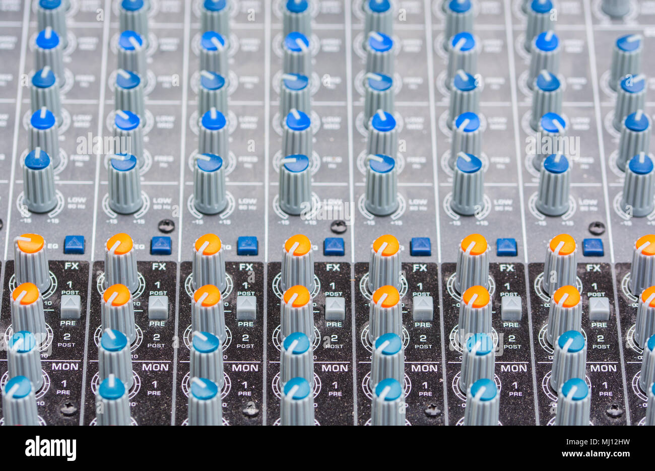 sound control panel. dozens of control buttons Stock Photo - Alamy