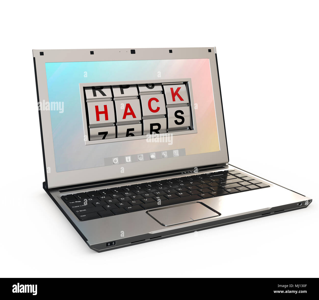 computer being hacked over white background, 3d rendering Stock Photo ...
