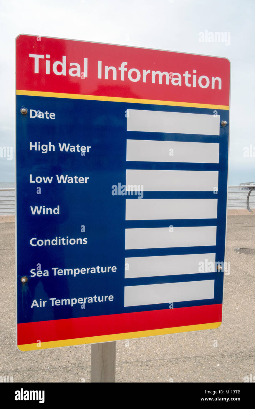 blank tidal information sign on blackpool seafront Stock Photo - Alamy