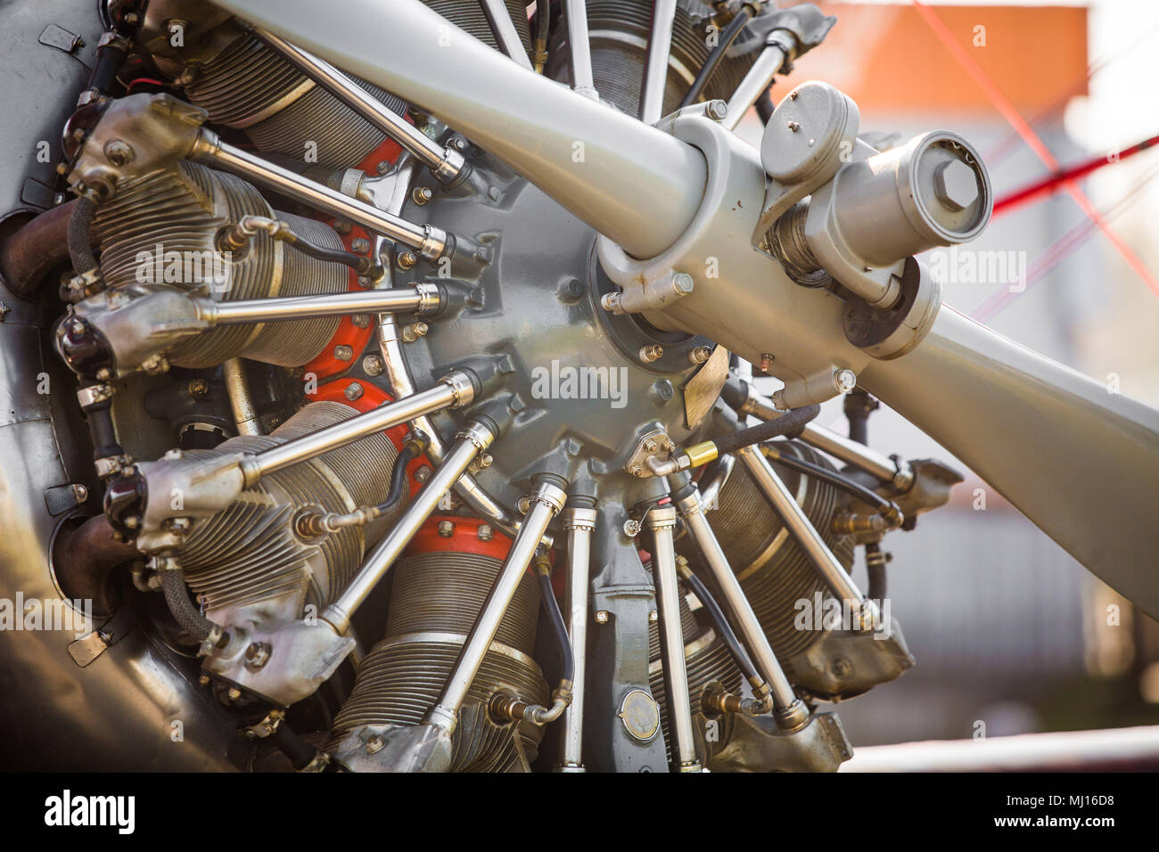 Rotor vintage plane engine close up with propeller Stock Photo - Alamy