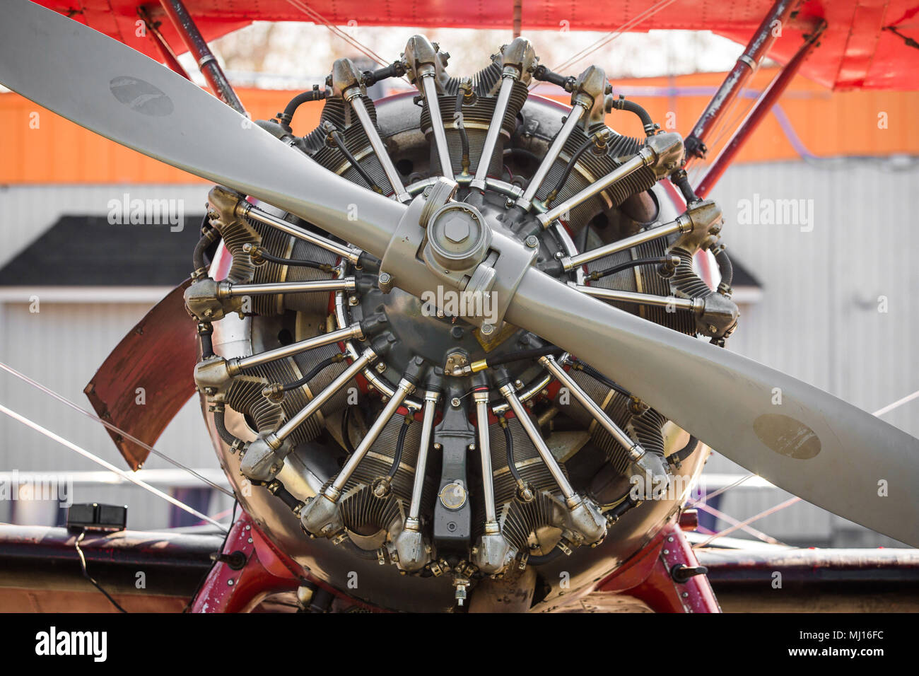 Rotor vintage plane engine close up with propeller Stock Photo - Alamy