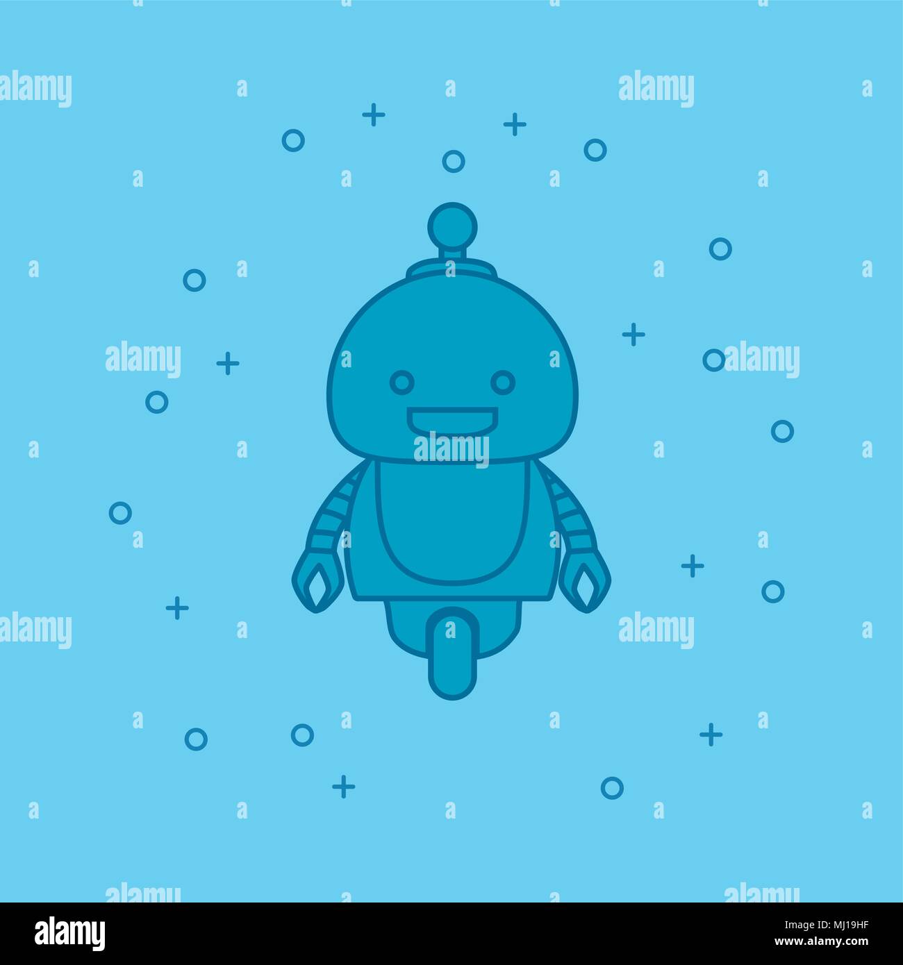 cartoon robot icon over blue background, colorful design. vector ...