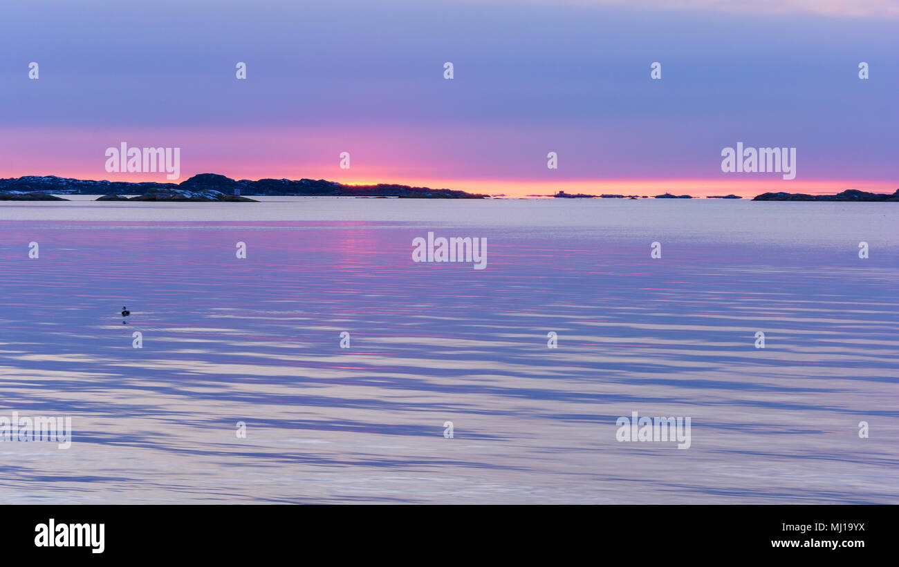 Setting sun glowing with beautiful colors,Saltholmen,Gothenburg,Sweden ...