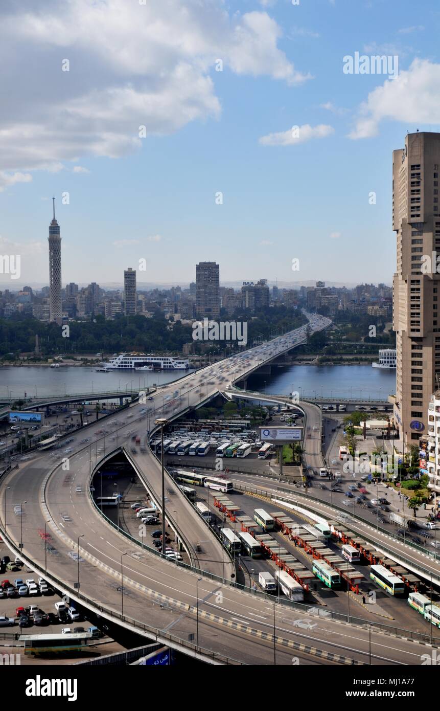 Panorama of Cairo with 6th of October Bridge. Photograph by Barry ...