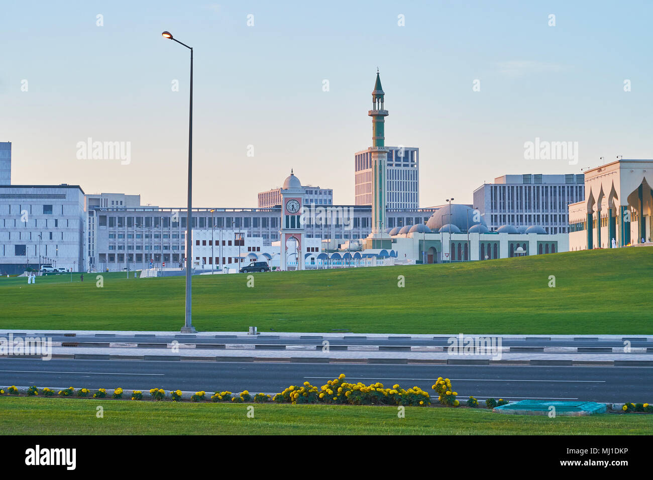 The view on Musheireb (Al Sheikh) Mosque and the Clock Tower, located ...