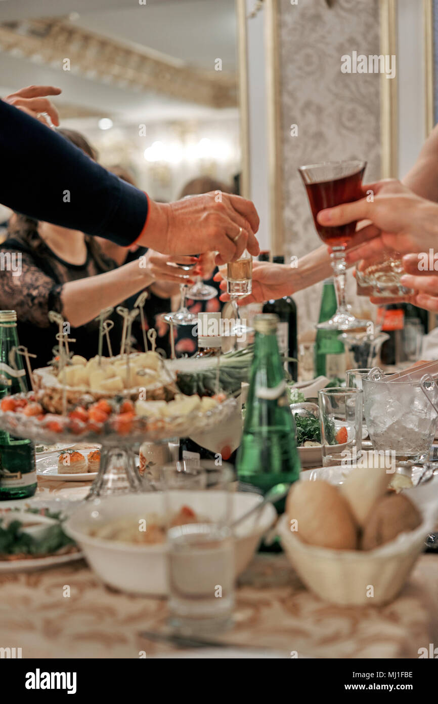 rich festive table with alcohol Stock Photo - Alamy