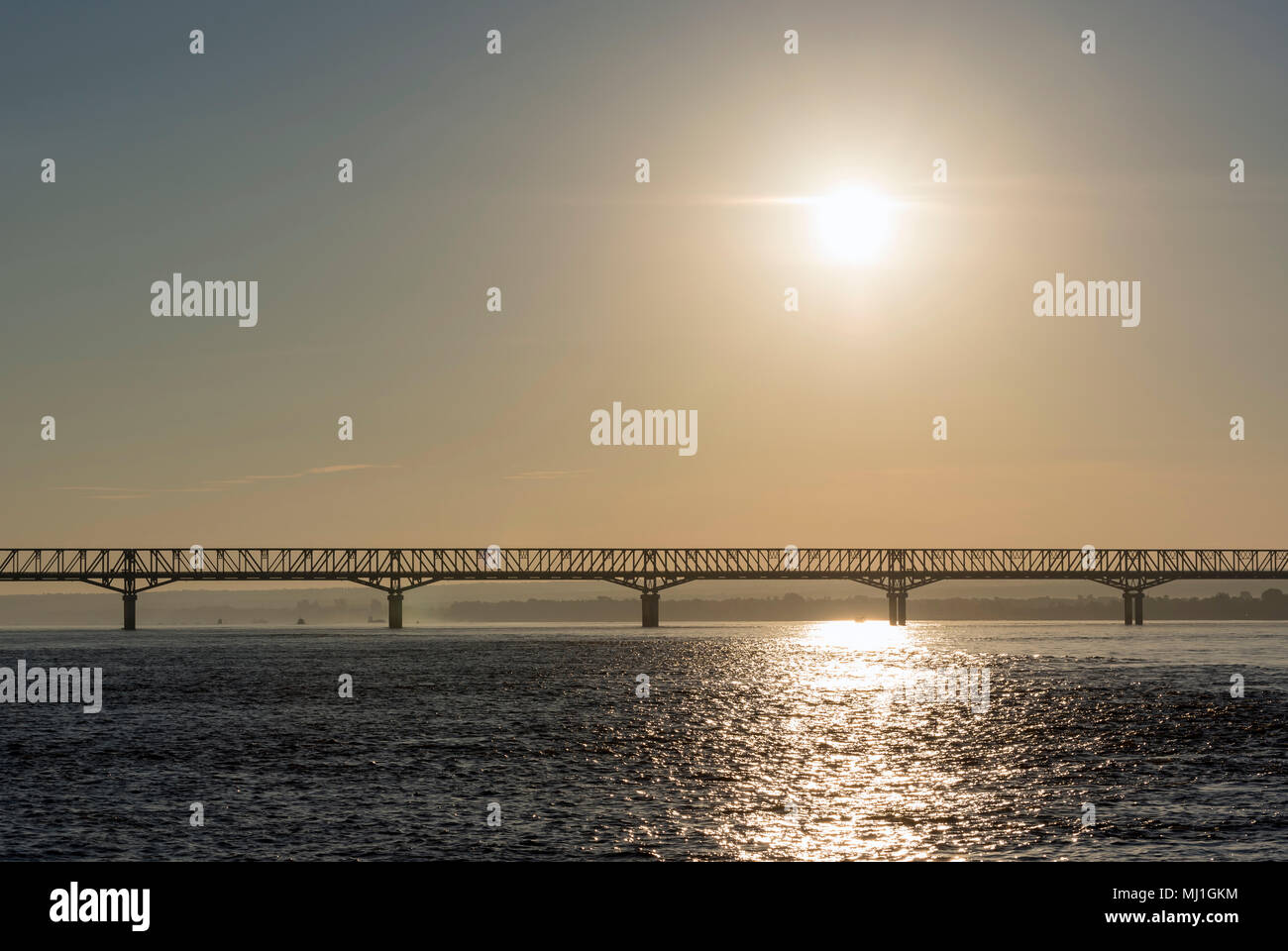 Pakokku Bridge across the Irrawaddy River, Myanmar (Burma Stock Photo ...