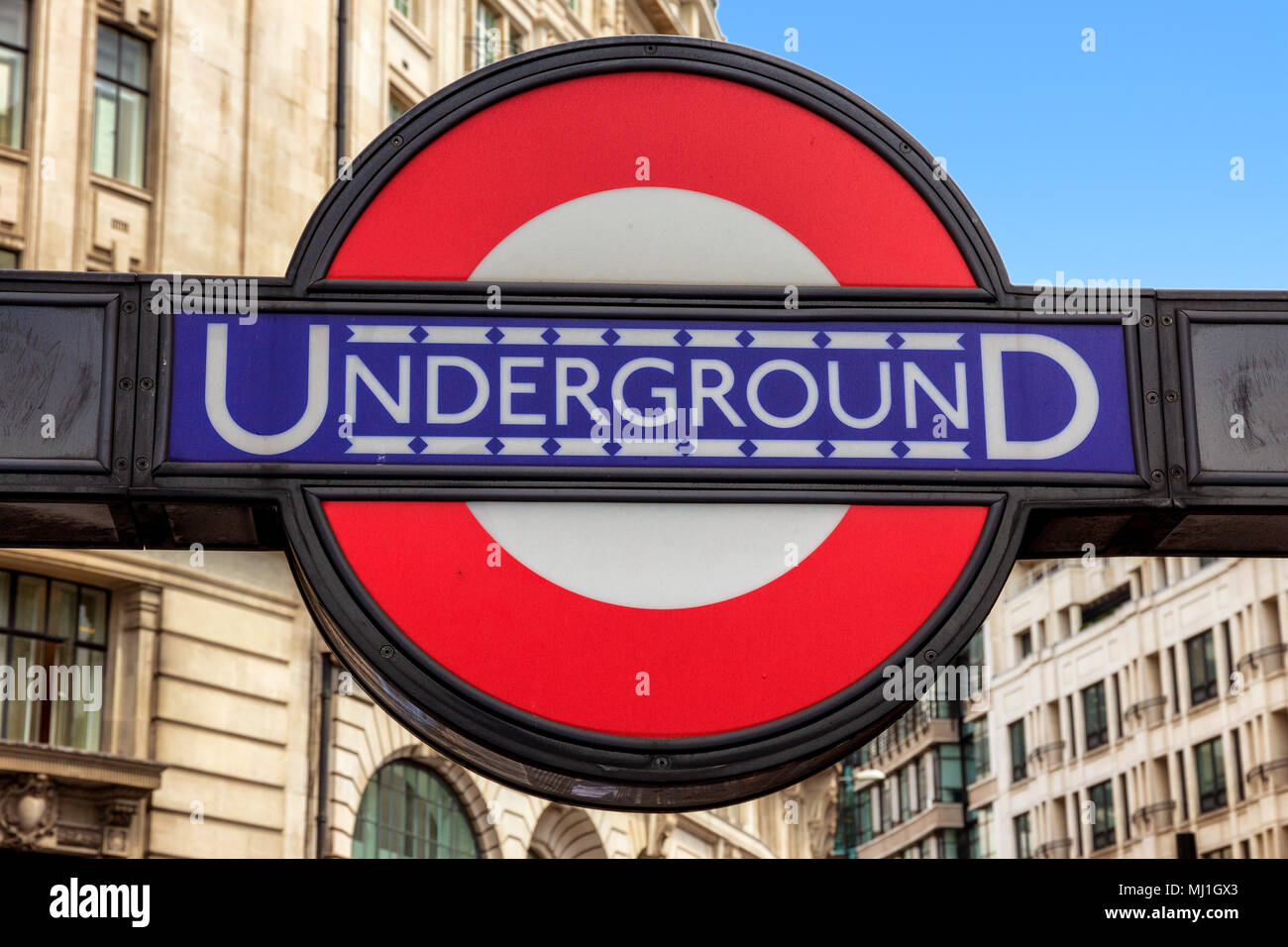 Underground roundel marks the tube station entrance Stock Photo - Alamy