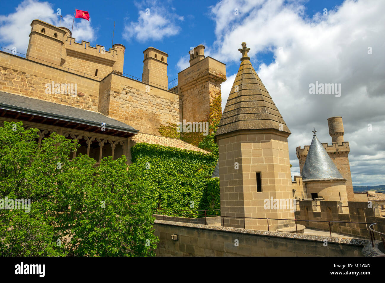 Castle in the medieval village of Olite in Navarre, Spain Stock Photo ...