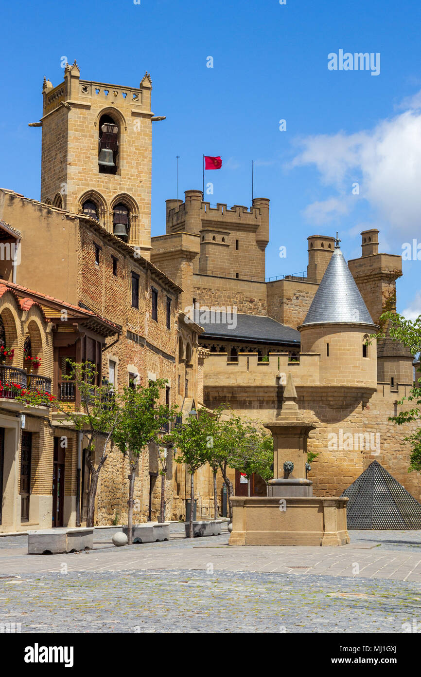 Castle in the medieval village of Olite in Navarre, Spain Stock Photo ...