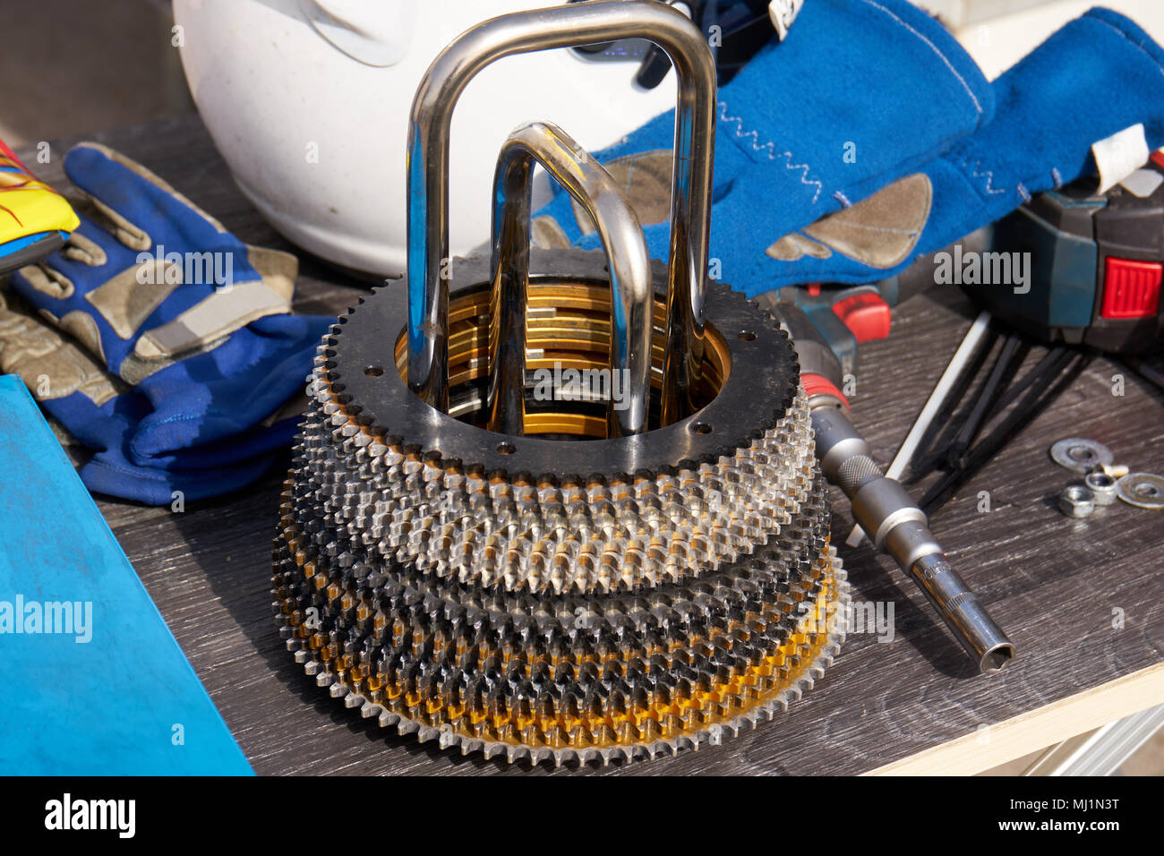 Stack Of Steel Transmission Wheels For Go Karts Stock Photo - Alamy