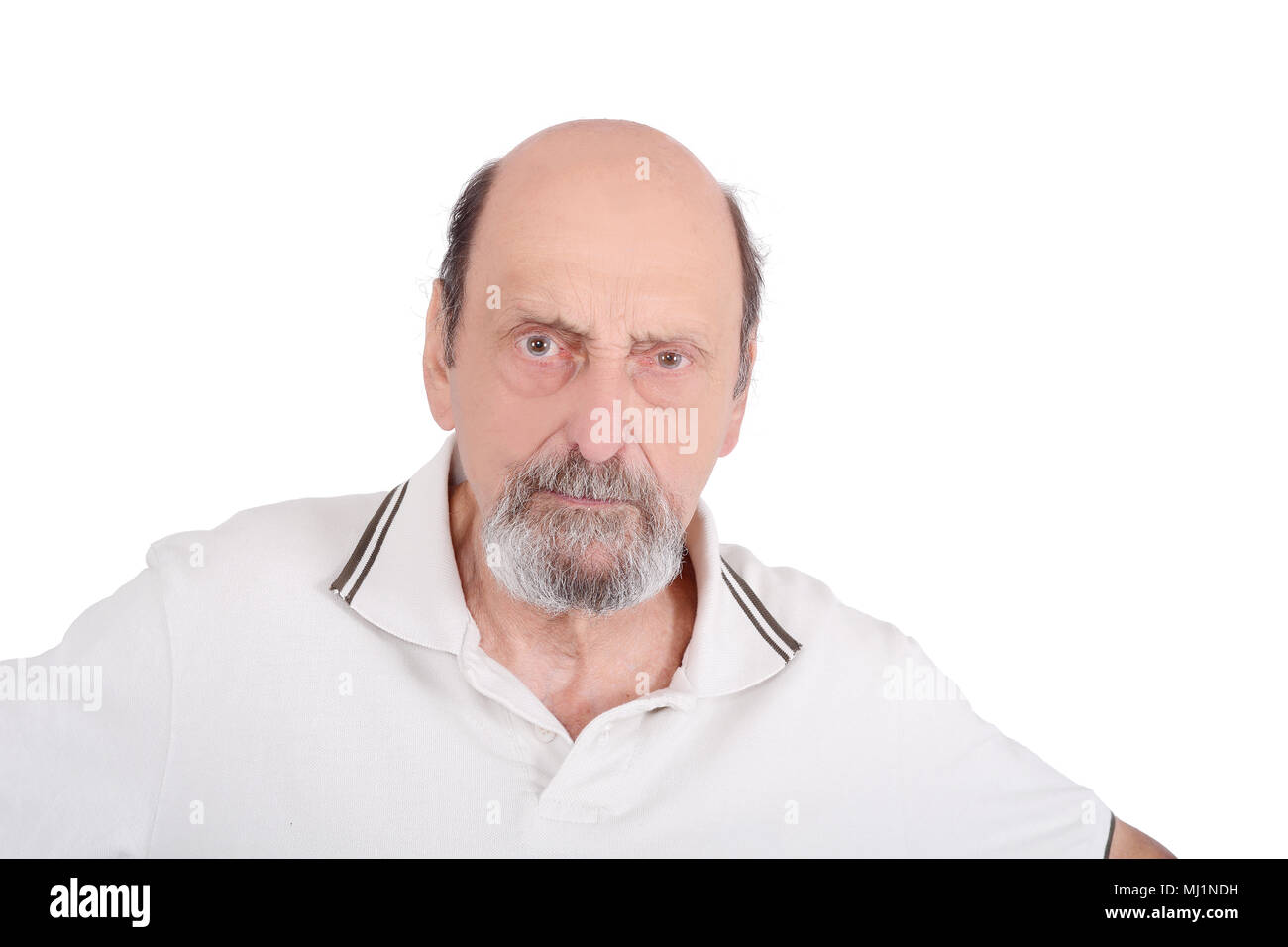 Portrait of senior angry man frowning. Isolated white background Stock ... Portrait of senior angry man frowning. Isolated white background Stock ...