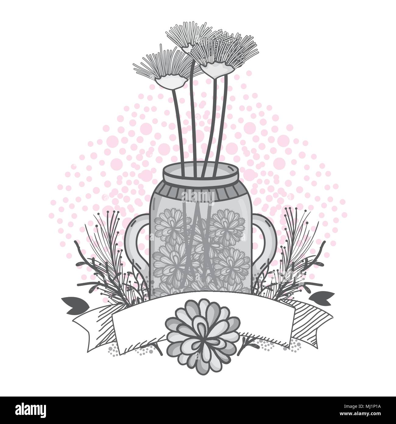 Flowers in mason jar drawing design Stock Vector Image & Art - Alamy