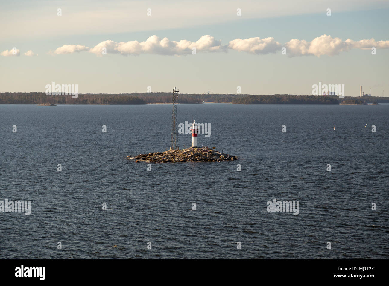 Finland, Archipelago of Turku, lighthouse Rajakari at the seaway that ...