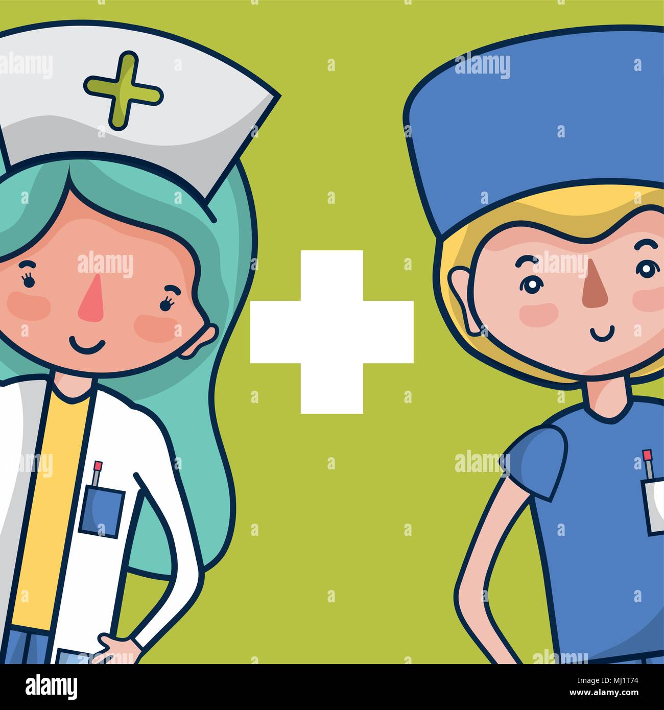 Cute female medical team cartoon Stock Vector Image & Art - Alamy