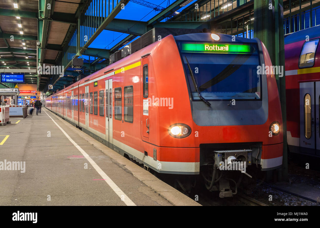 Suburban electric train at Stuttgart railway station. Germany Stock ...