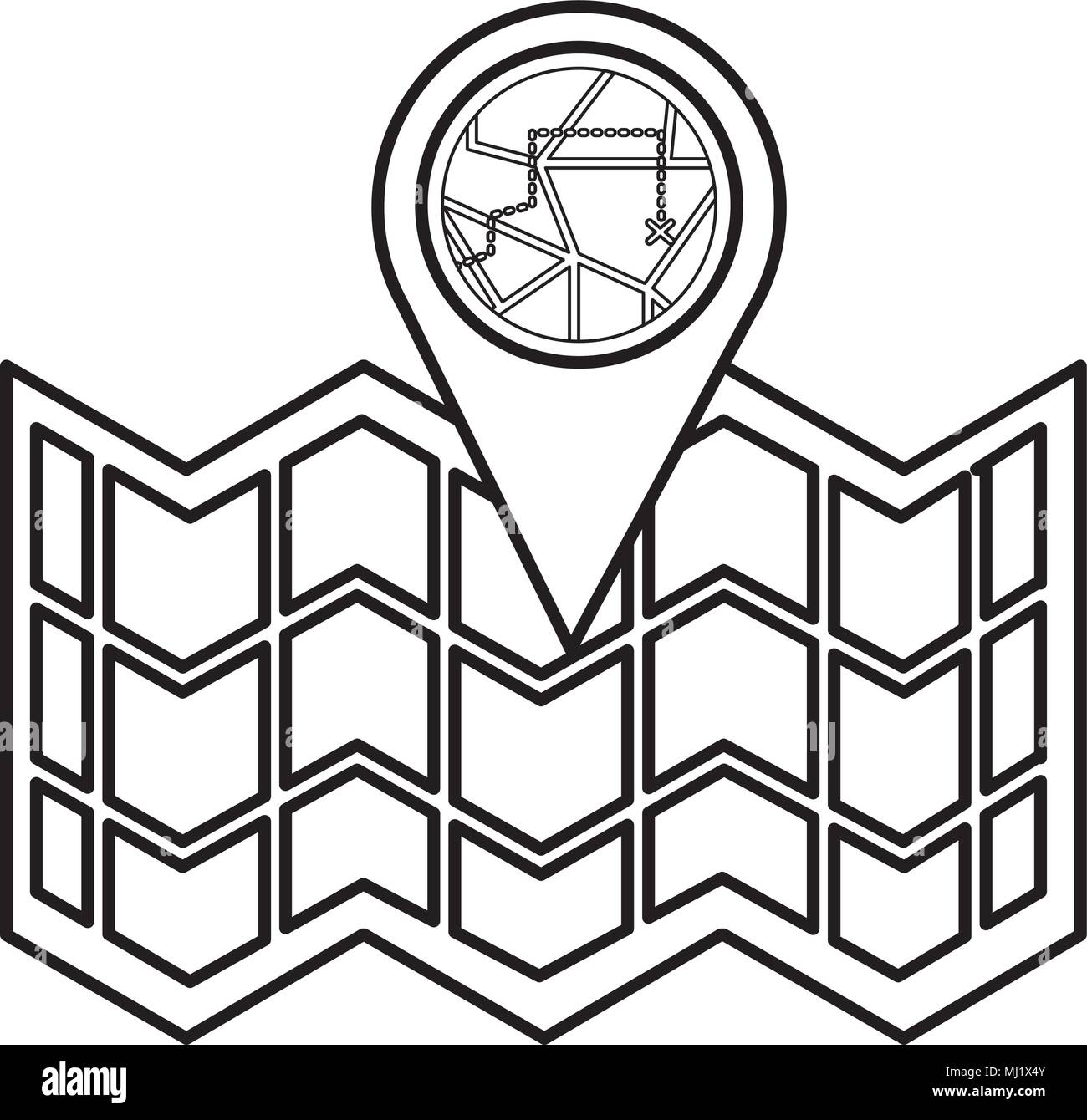 paper map guide with pin location vector illustration design Stock ...