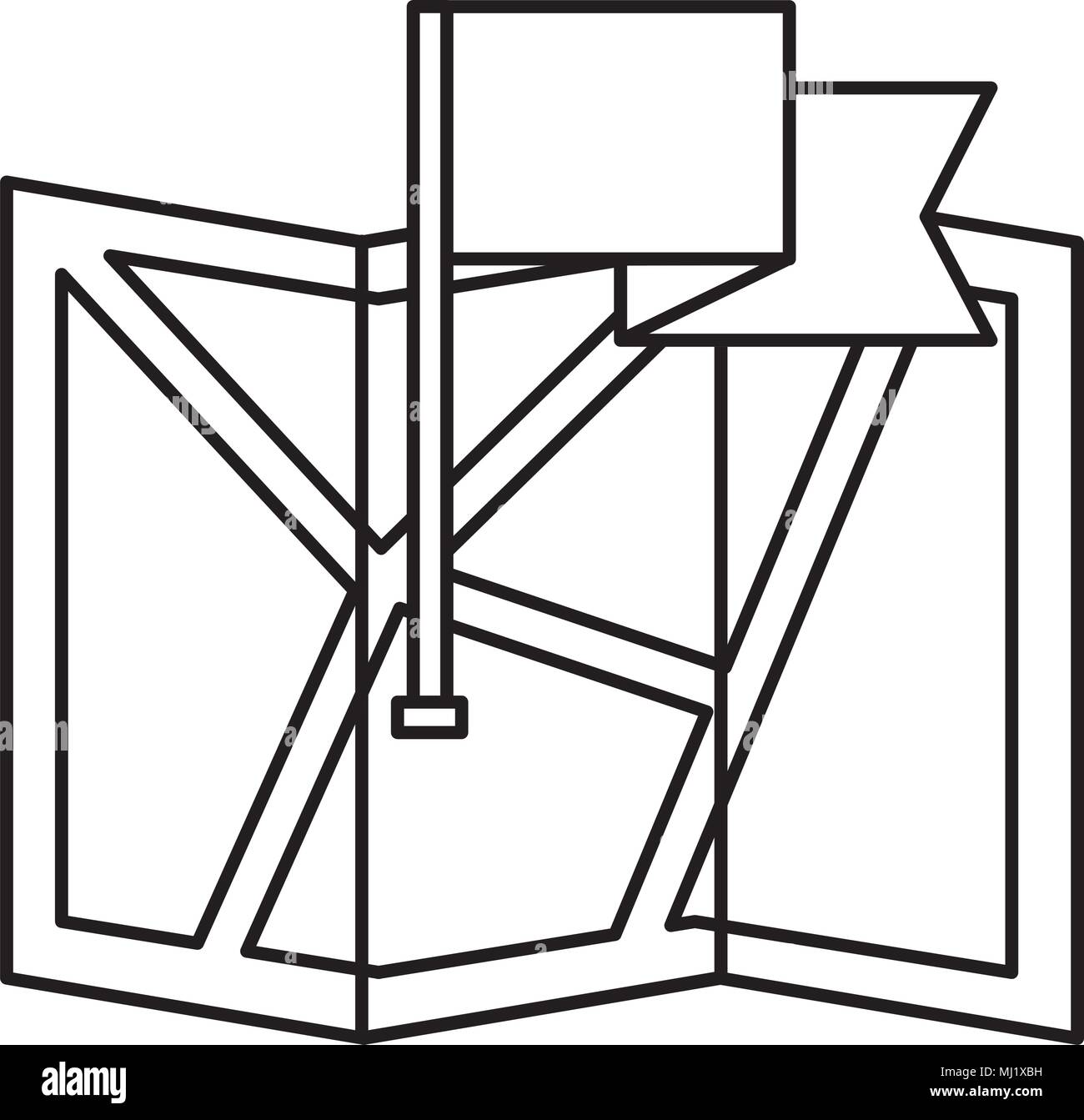 paper map guide with flag location vector illustration design Stock ...