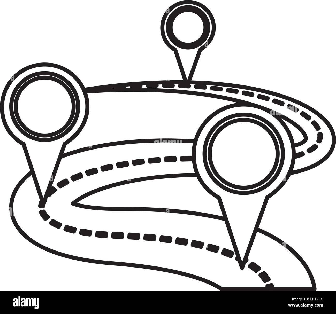 way road with location pins vector illustration design Stock Vector ...