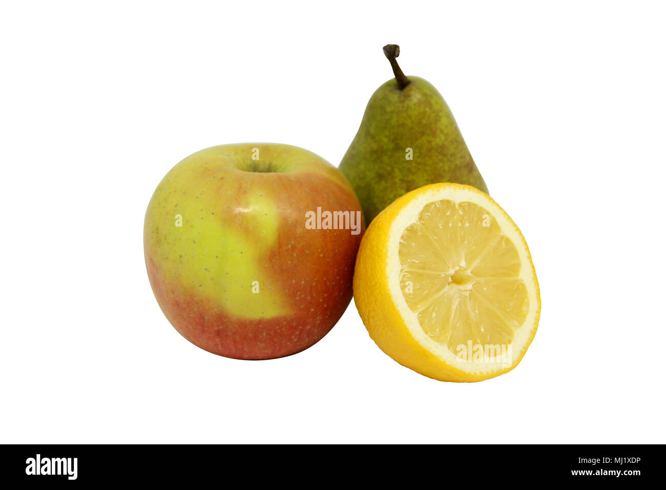 Exotic tropical fruit set lemon pear apple Stock Photo - Alamy