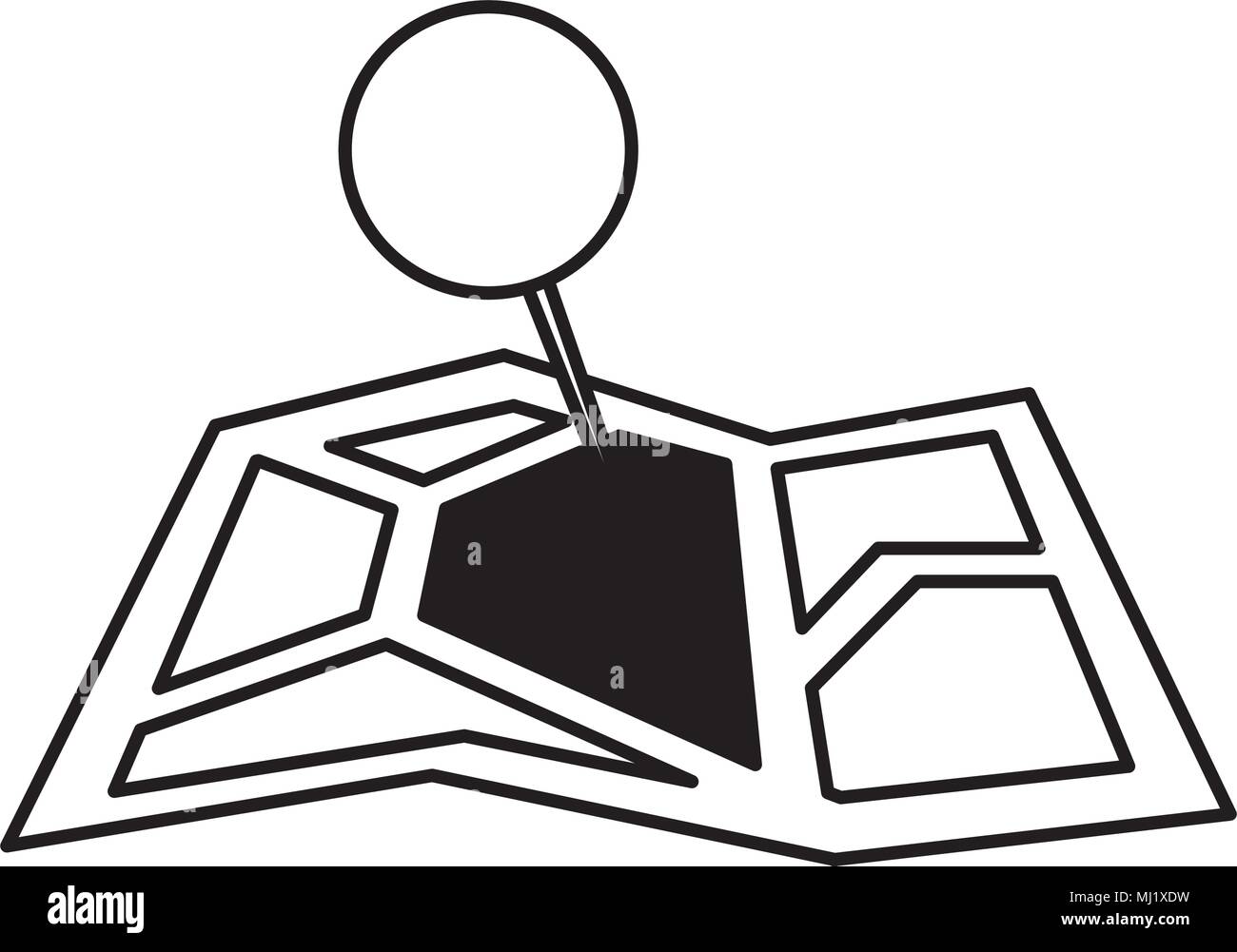 paper map guide with pin location vector illustration design Stock ...