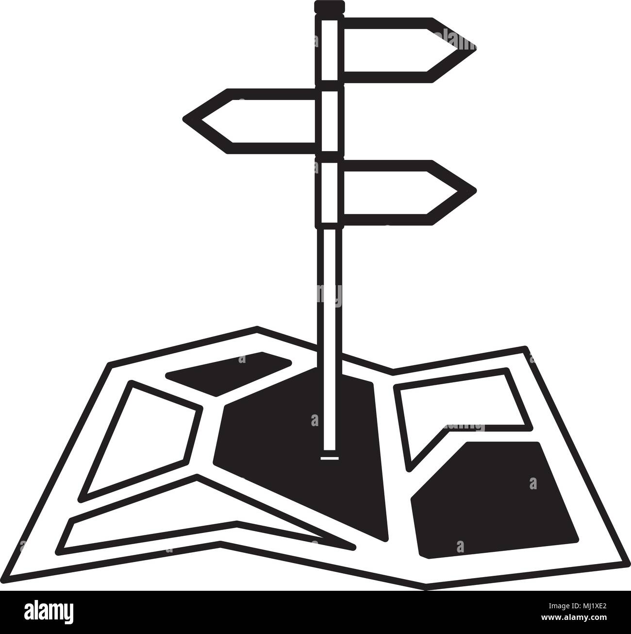 paper map guide with arrows sign vector illustration design Stock ...