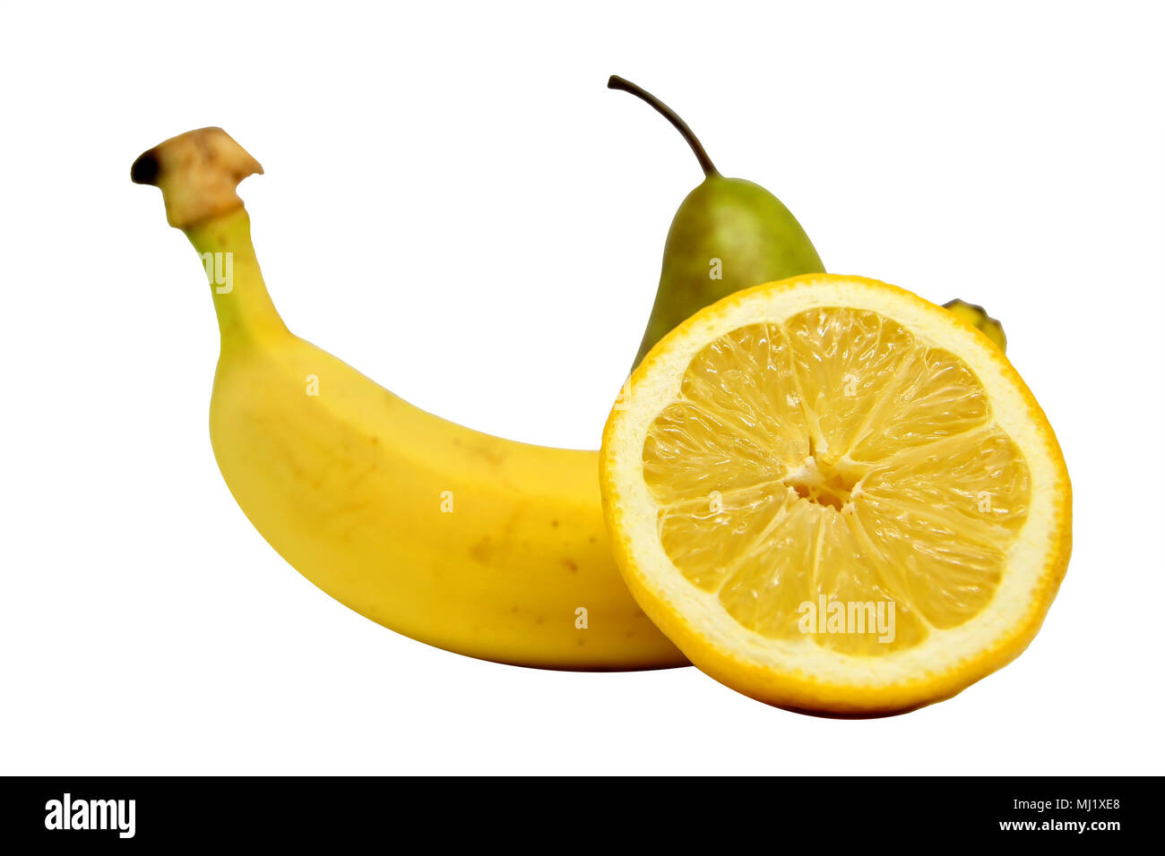 Exotic tropical fruit set lemon pear banana Stock Photo - Alamy
