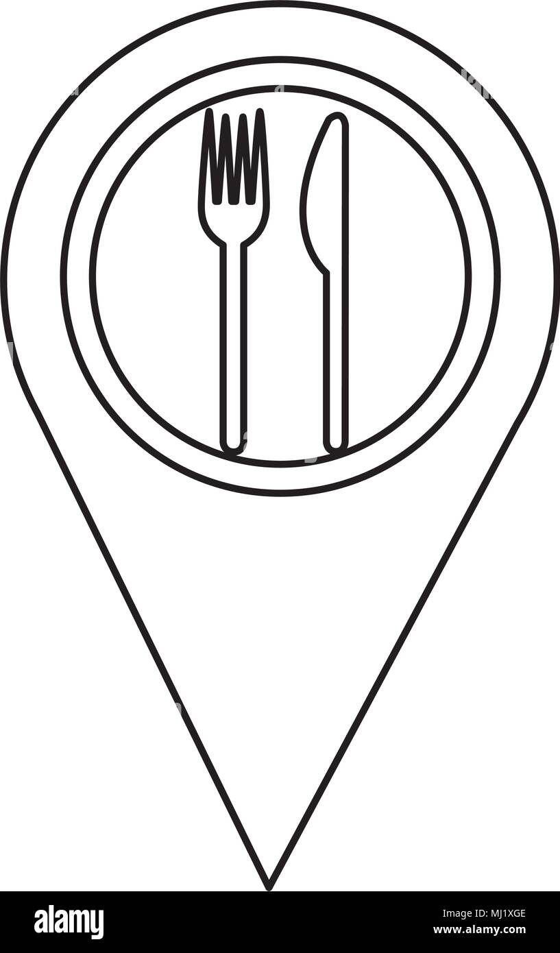 pin pointer location with restaurant sign vector illustration design ...