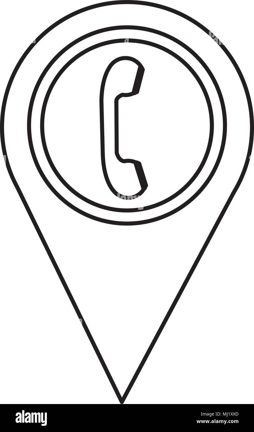 pin pointer location with telephone sign vector illustration design ...