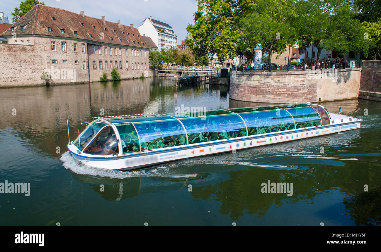 Excursion river bus in Strasbourg, France Stock Photo - Alamy