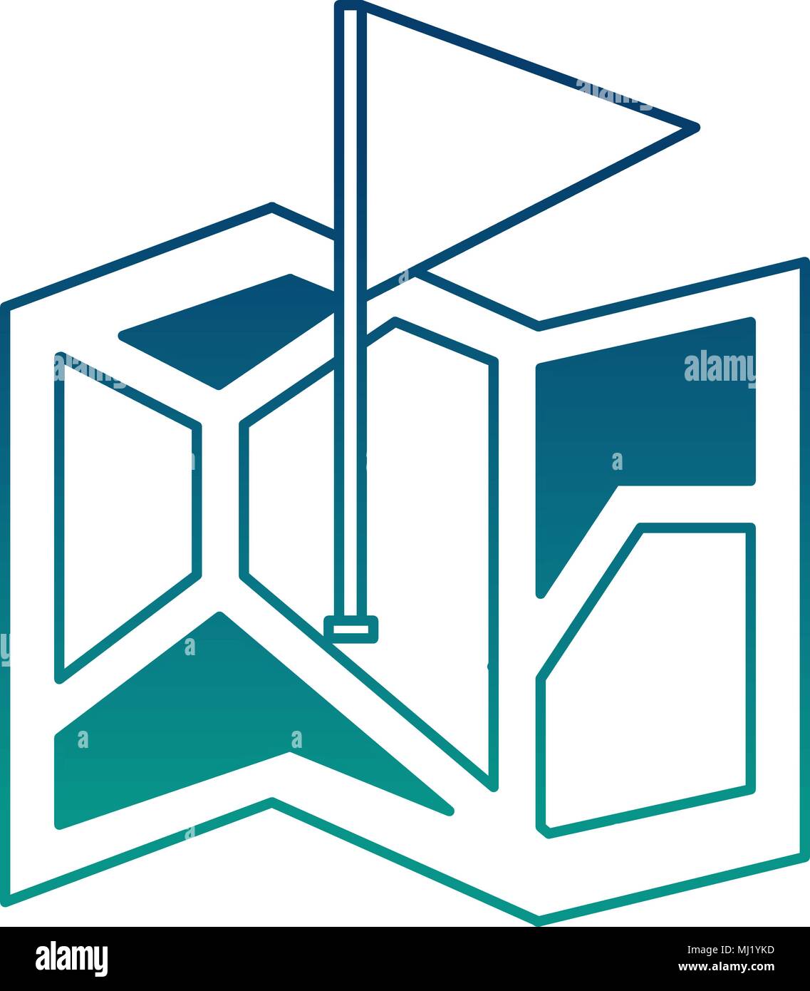 paper map guide with flag location vector illustration design Stock ...