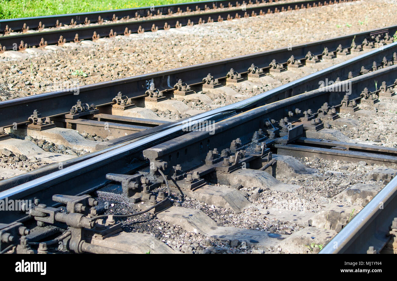 Swingnose railway crossing. Moveable point frog Stock Photo - Alamy